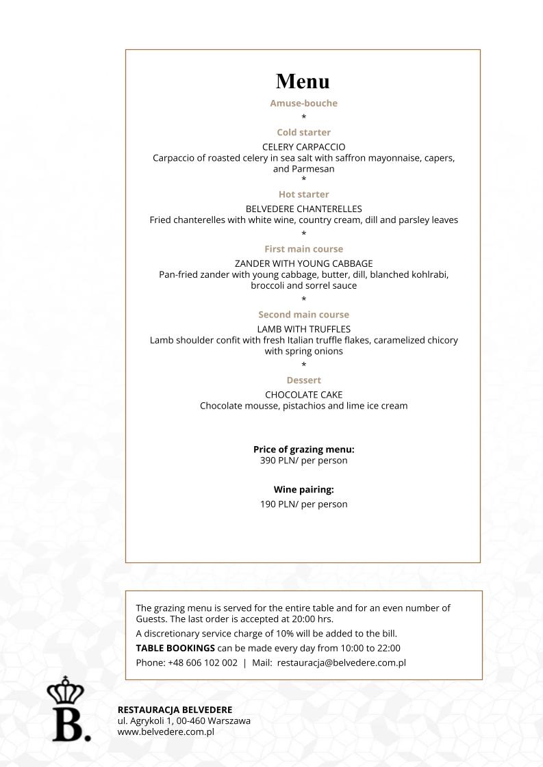 Grazing Menu ENG - Restauracja Belvedere